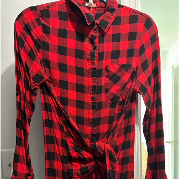 Dresses | Designer Plaid Shirtdress With Wrap Front Tye New | Poshmark